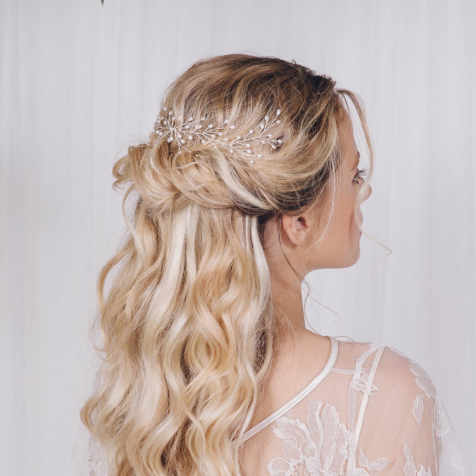 Botanical Pearl Bridal Hair Vine Gold Rustic Twig Hair Vine - Etsy