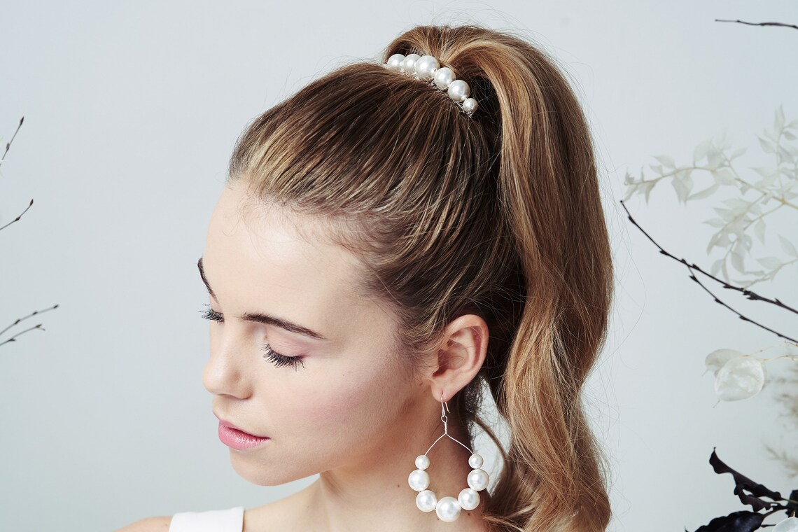 Classic Pearl Wedding Comb Contemporary Pearl Comb Simple - Etsy