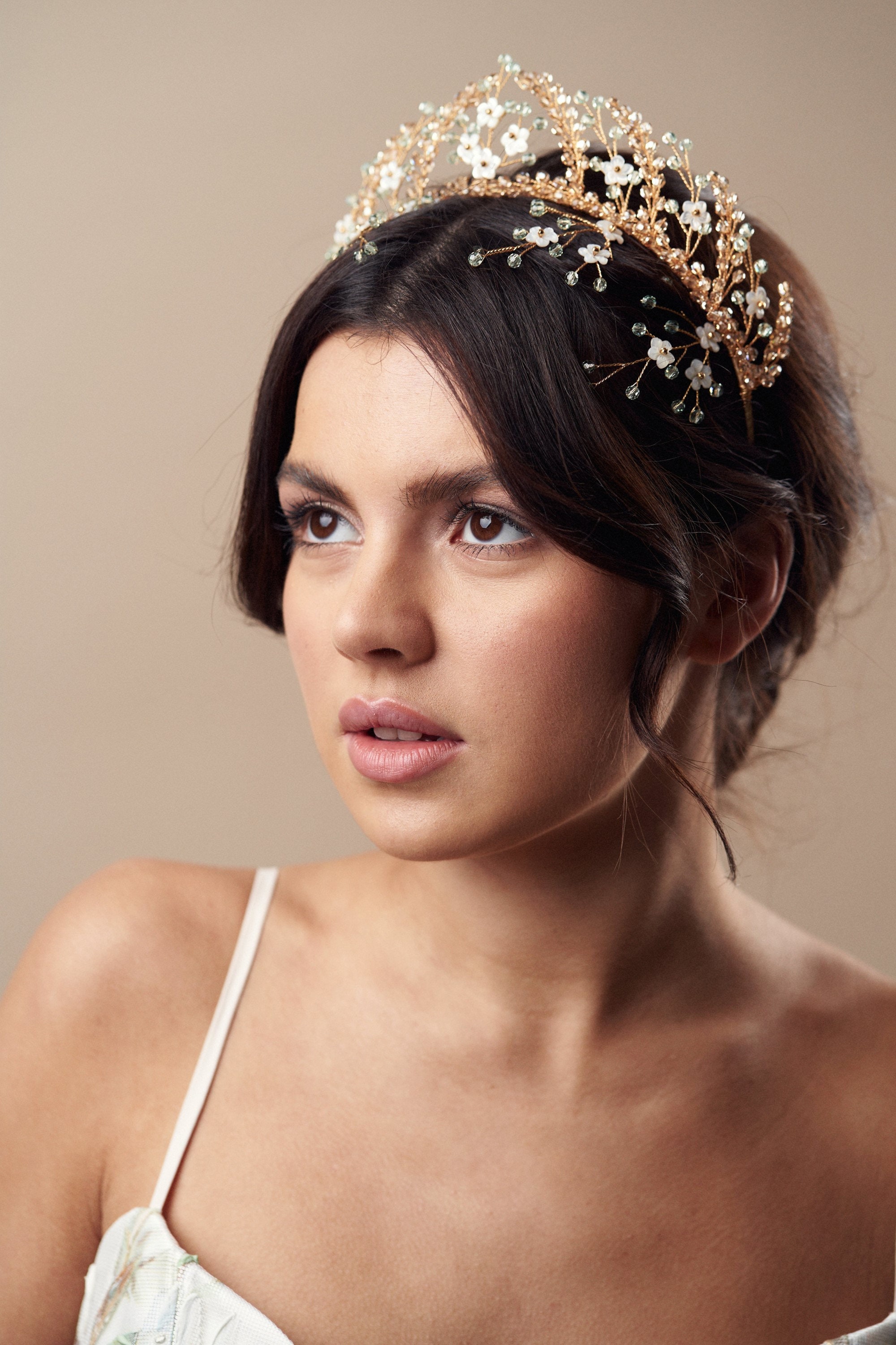 Green and Gold Flower Crown for an Ethereal Woodland Wedding Coraline ...