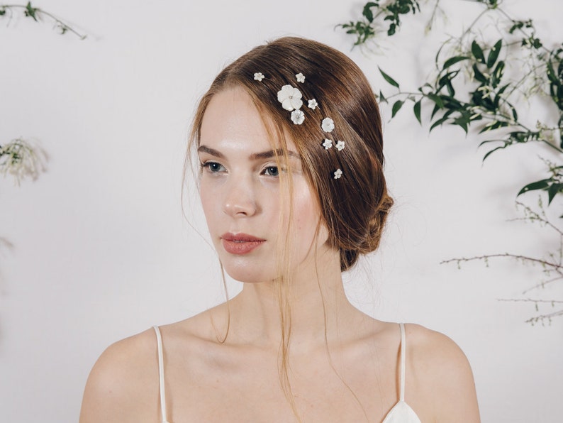 Bridal Flower Hair Pins Set Floral Wedding Plait Hair Pins - Etsy UK