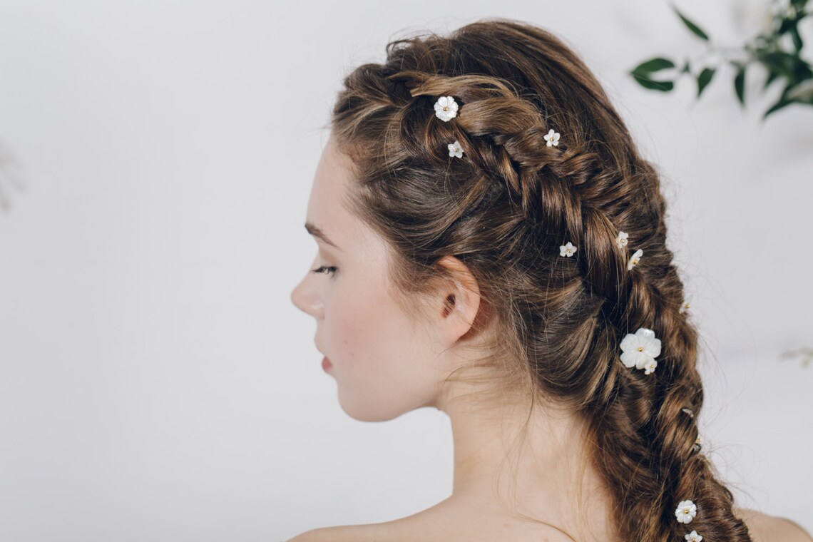 Bridal Flower Hair Pins Set Floral Wedding Plait Hair Pins - Etsy UK
