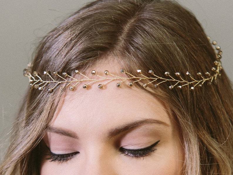 Woodland Bridal Circlet Simple Bridal Halo Crown Gold or - Etsy