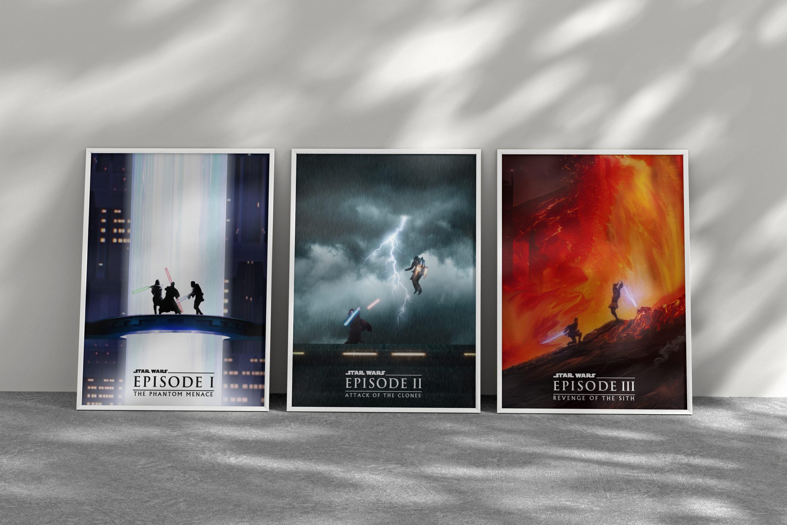 STAR WARS Poster Set, 3 Posters Phantom Menace Attack of the Clone ...