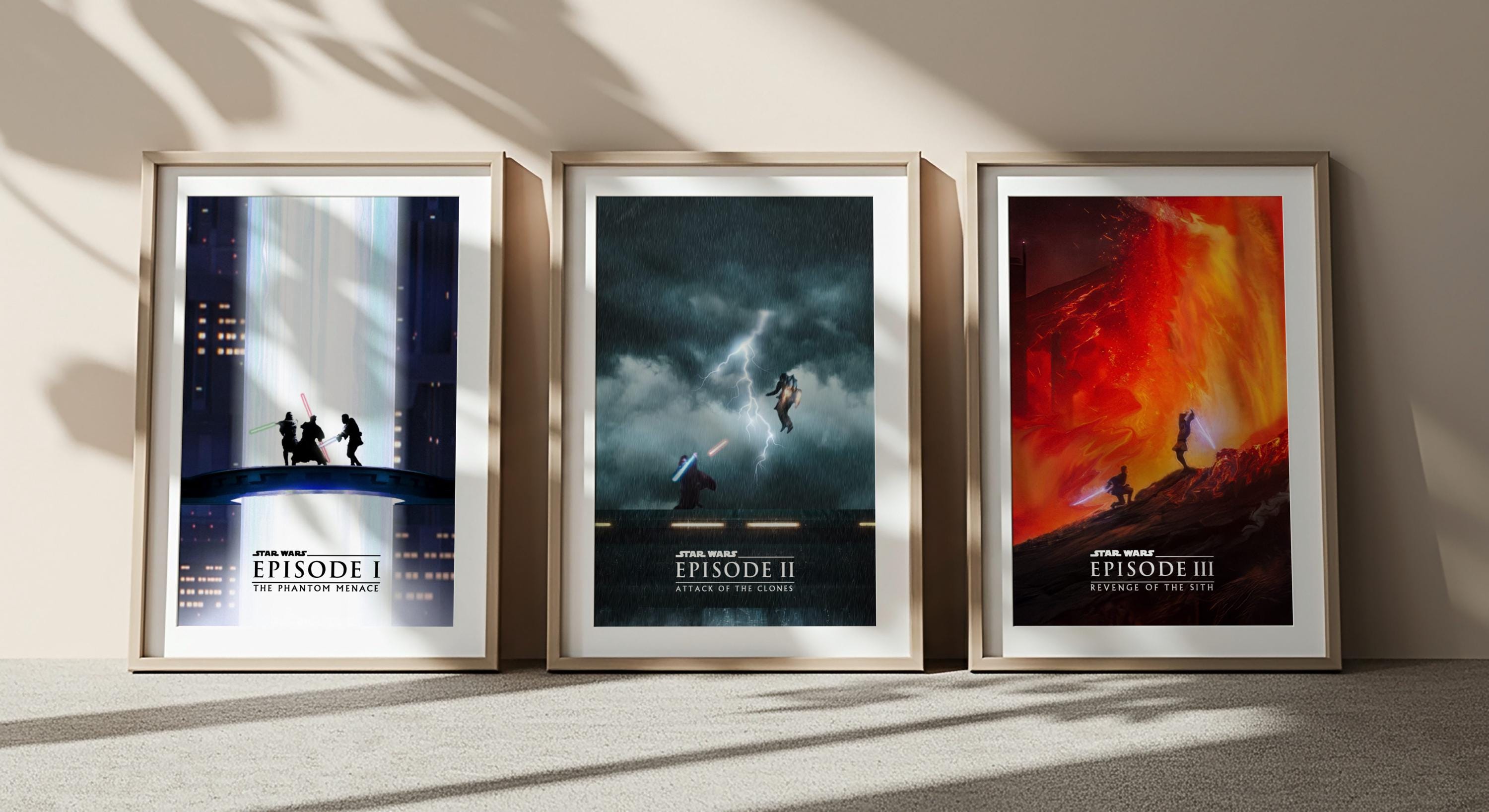 STAR WARS Poster Set, 3 Posters Phantom Menace Attack of the Clone ...
