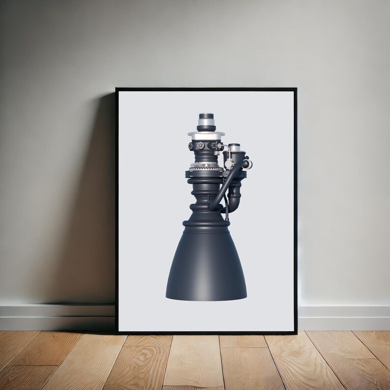 Spacex Raptor Engine Poster Minimalist Rocket Art Print Modern Space ...