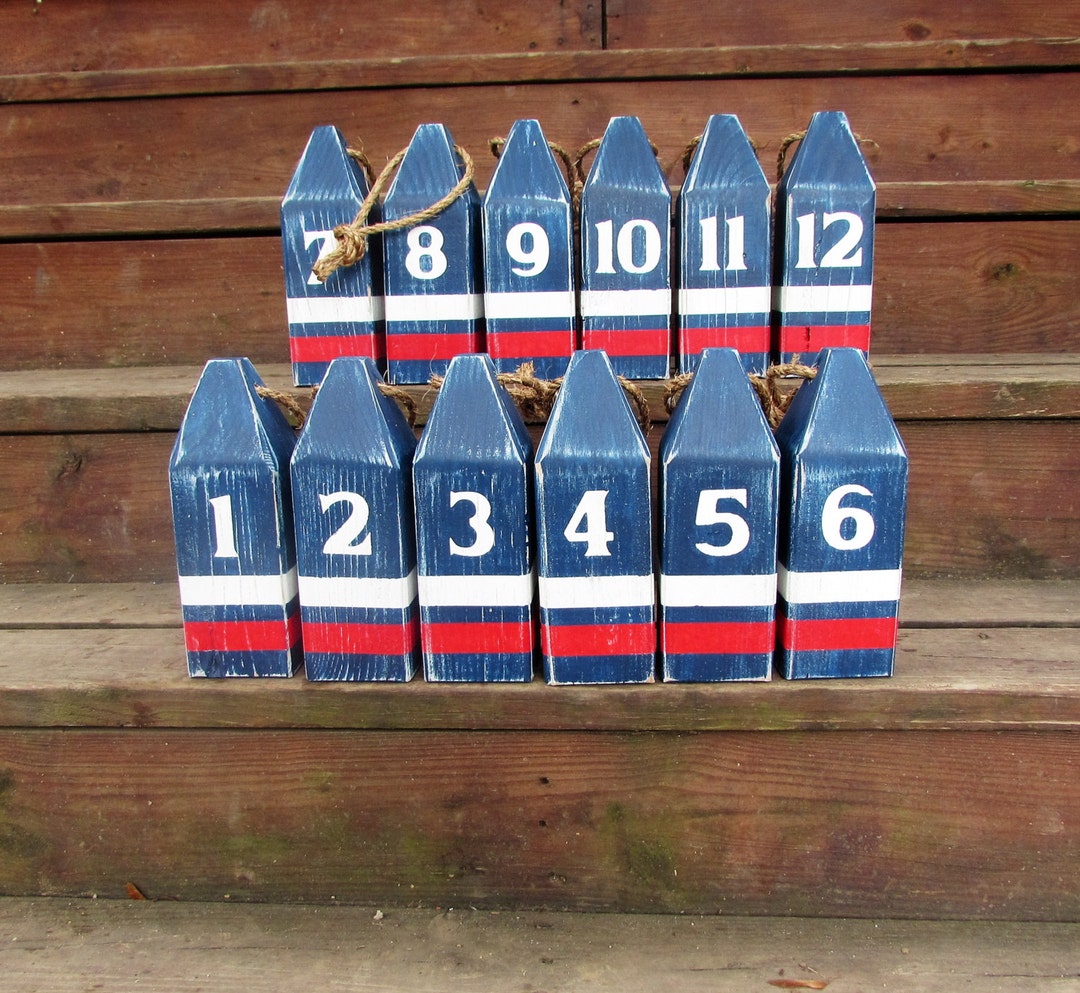 Set of 12 Navy Red and White 10" Inch Lobster Buoy Table Numbers ...