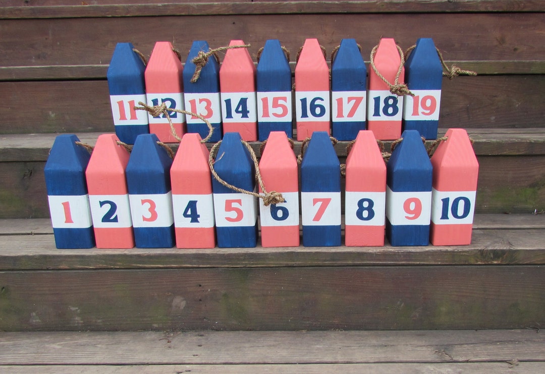 Nautical Table Number Buoys: Navy & Coral Beach Wedding Decor - Etsy