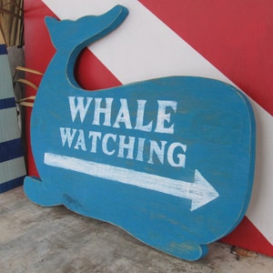 Whale Watching Sign. Wood Whale Sign. Beach Decor. Nautical Decor ...