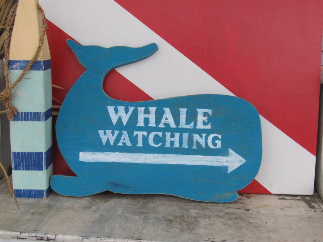 Whale Watching Sign. Wood Whale Sign. Beach Decor. Nautical Decor ...