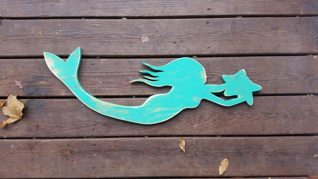 30 Distressed Wood Mermaid Wall Hanging. Mermaid Sign. Beach House ...