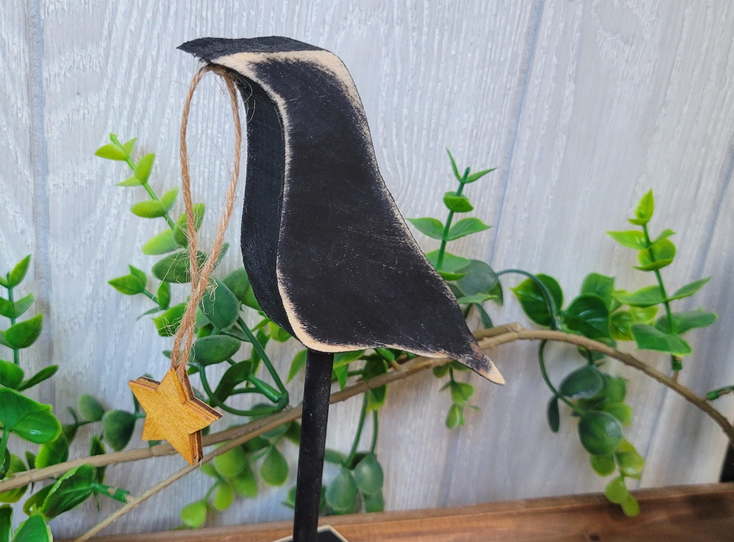 Primitive Farmhouse Wood Crow. Halloween Crow Centerpiece. Witchy Raven ...