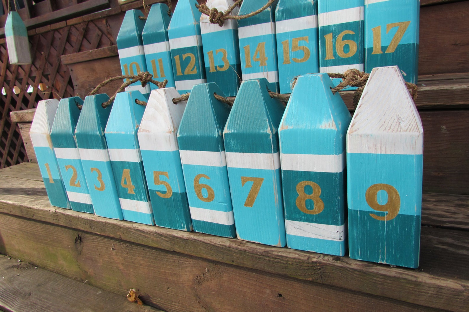 Teal and White Buoy Table Number Set. 17 Buoy Table Numbers. | Etsy