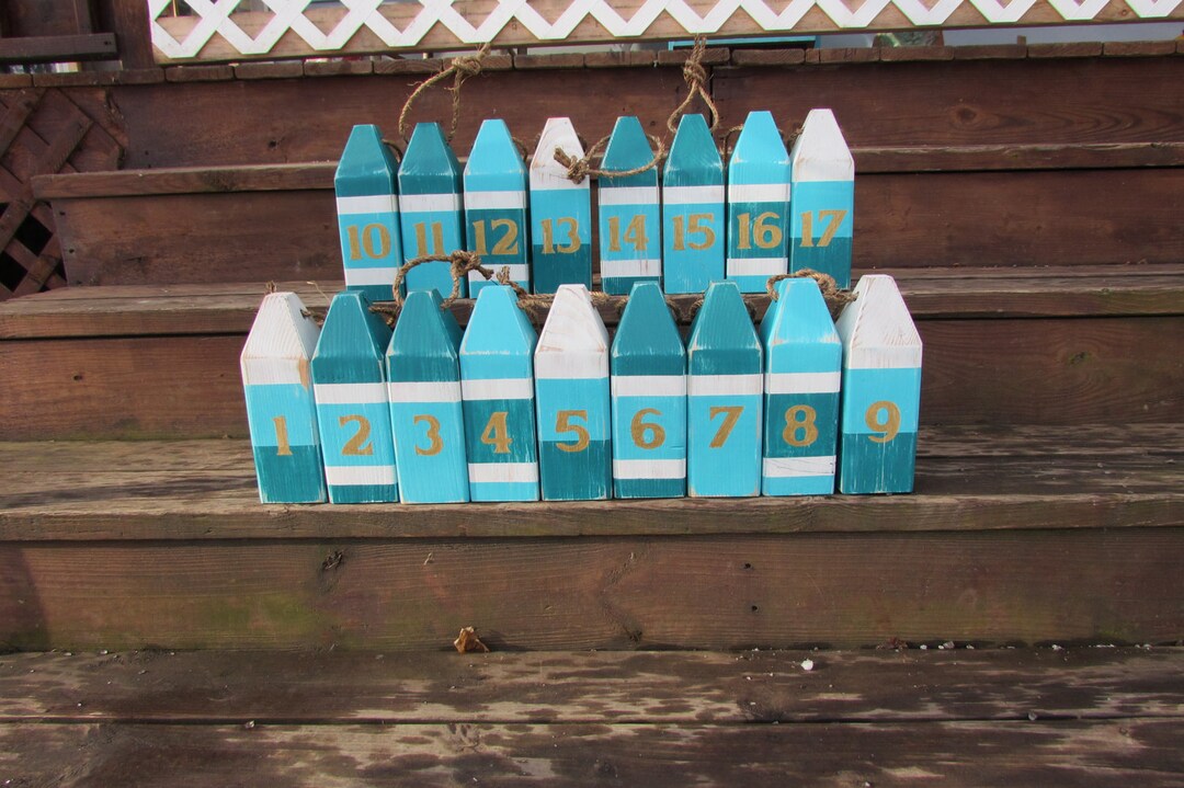 Teal and White 10" Buoy Table Number Set. 17 Buoy Table Numbers ...