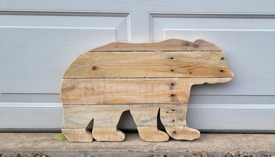 24 Reclaimed Wood Pallet Bear. Wood Bear Sign. Country Home Decor ...