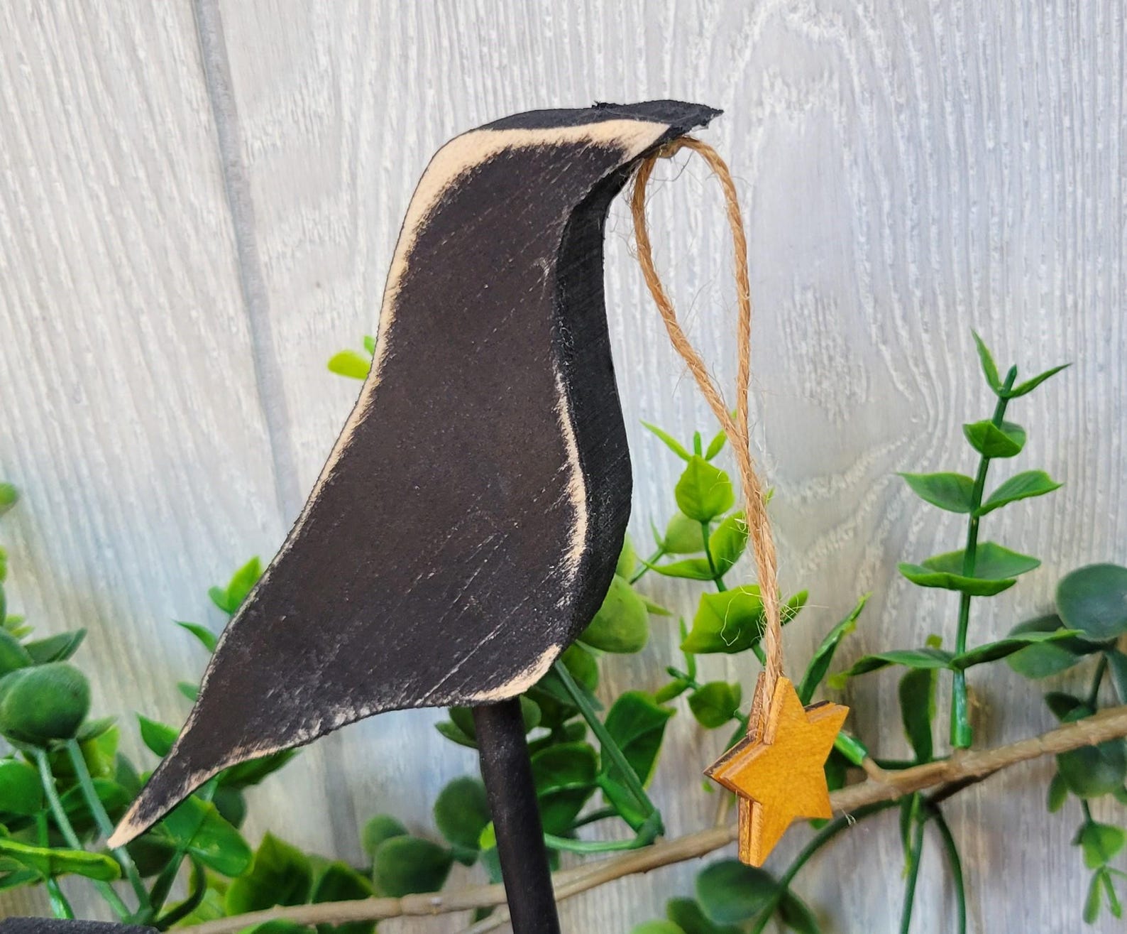 Primitive Farmhouse Wood Crow. Halloween Crow Centerpiece. Witchy Raven ...