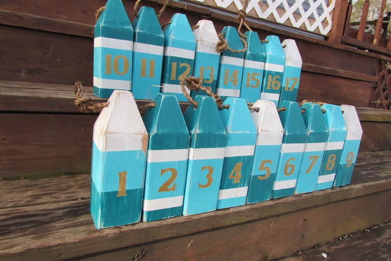 Teal and White Buoy Table Number Set. 17 Buoy Table Numbers. | Etsy