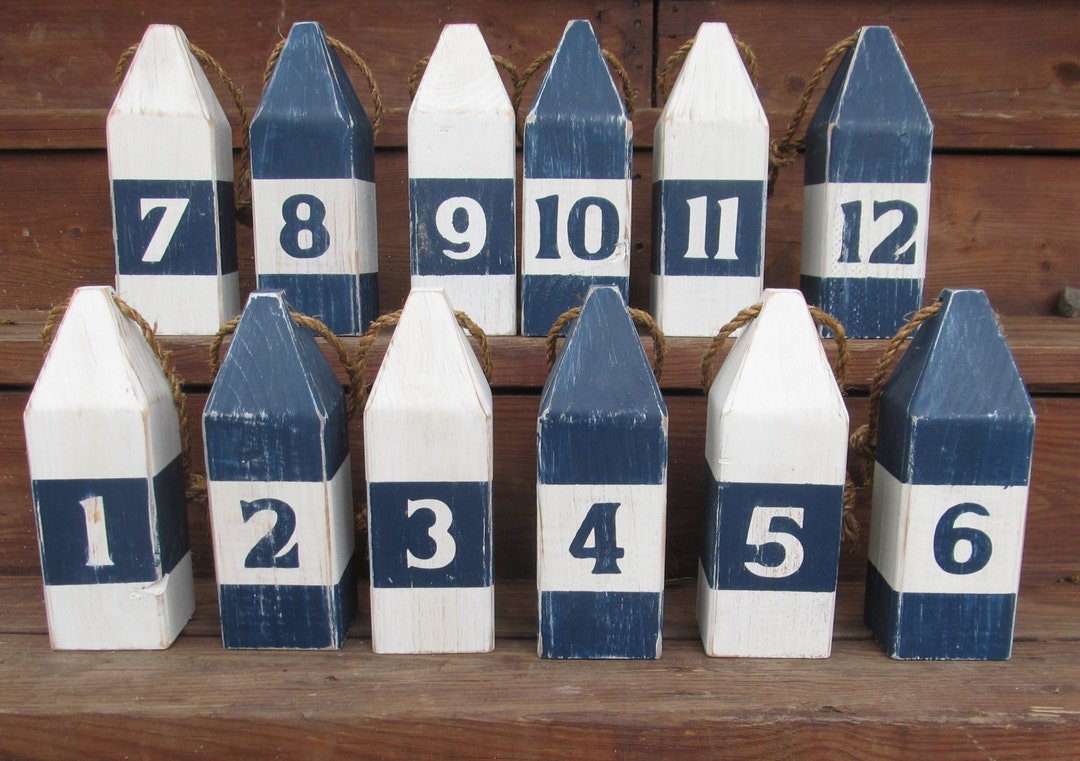 Rustic Nautical Table Number Buoys: Navy & White Wedding Decor - Etsy