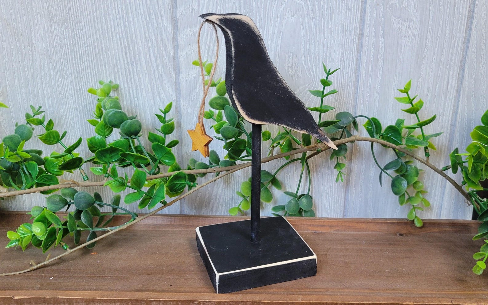 Primitive Farmhouse Wood Crow. Halloween Crow Centerpiece. Witchy Raven ...