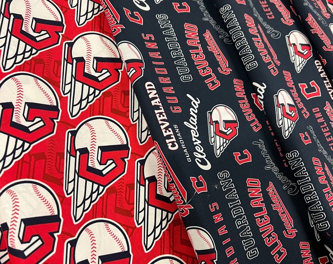 MLB CLEVELAND GUARDIANS Red Print Baseball 100% Cotton Fabric - Etsy