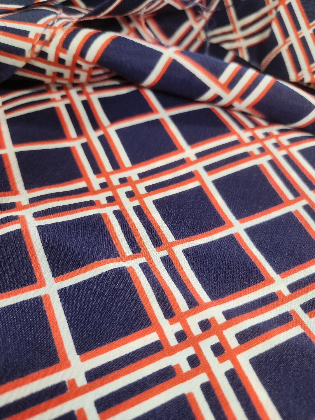Vintage-inspired Rayon Modal Fabric Blue & Red Check - Etsy