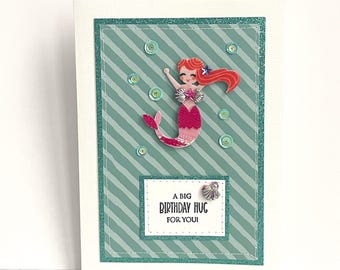 Mermaid Birthday Card, Girl, Princess, Handmade - Etsy