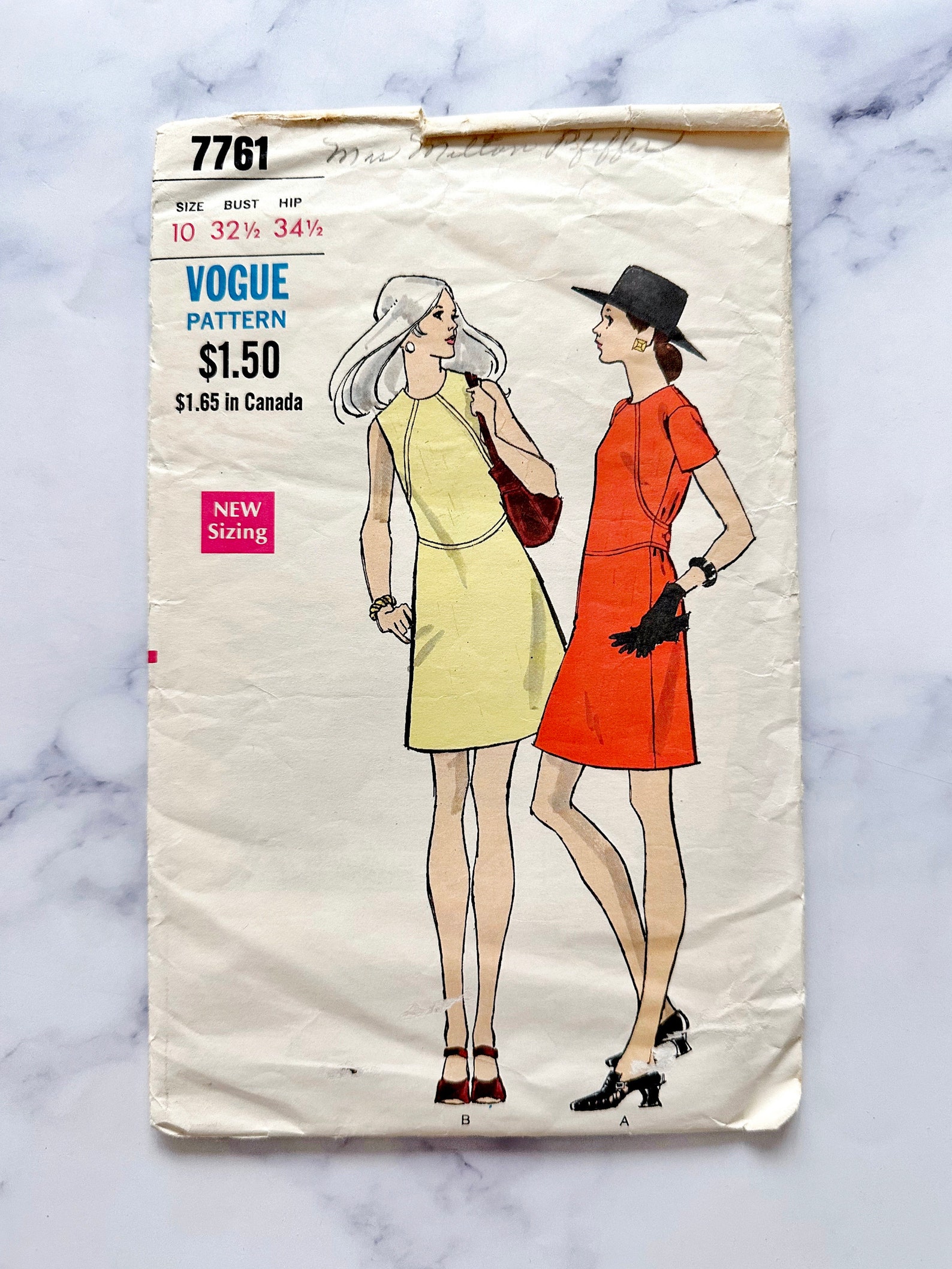 70s Vogue 7761. 32.5 Bust. Curved Seam Semi Fitted A Line Dress. Mod ...