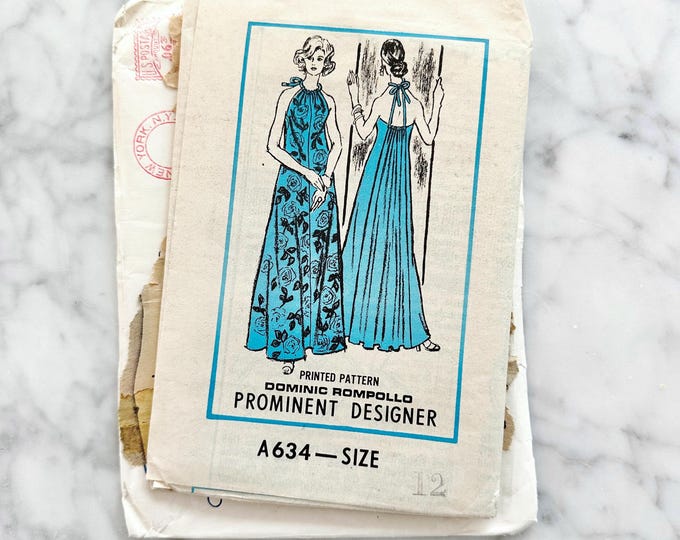 70s Prominent Designer A634. 34 Bust Ff. Dominic Rompollo Hawaiian Maxi ...