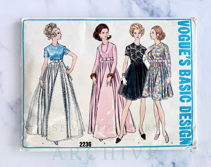 60s Vogue 2236. 36 Bust Uncut Ff. Mod Retro High Waist Fit and Flare ...