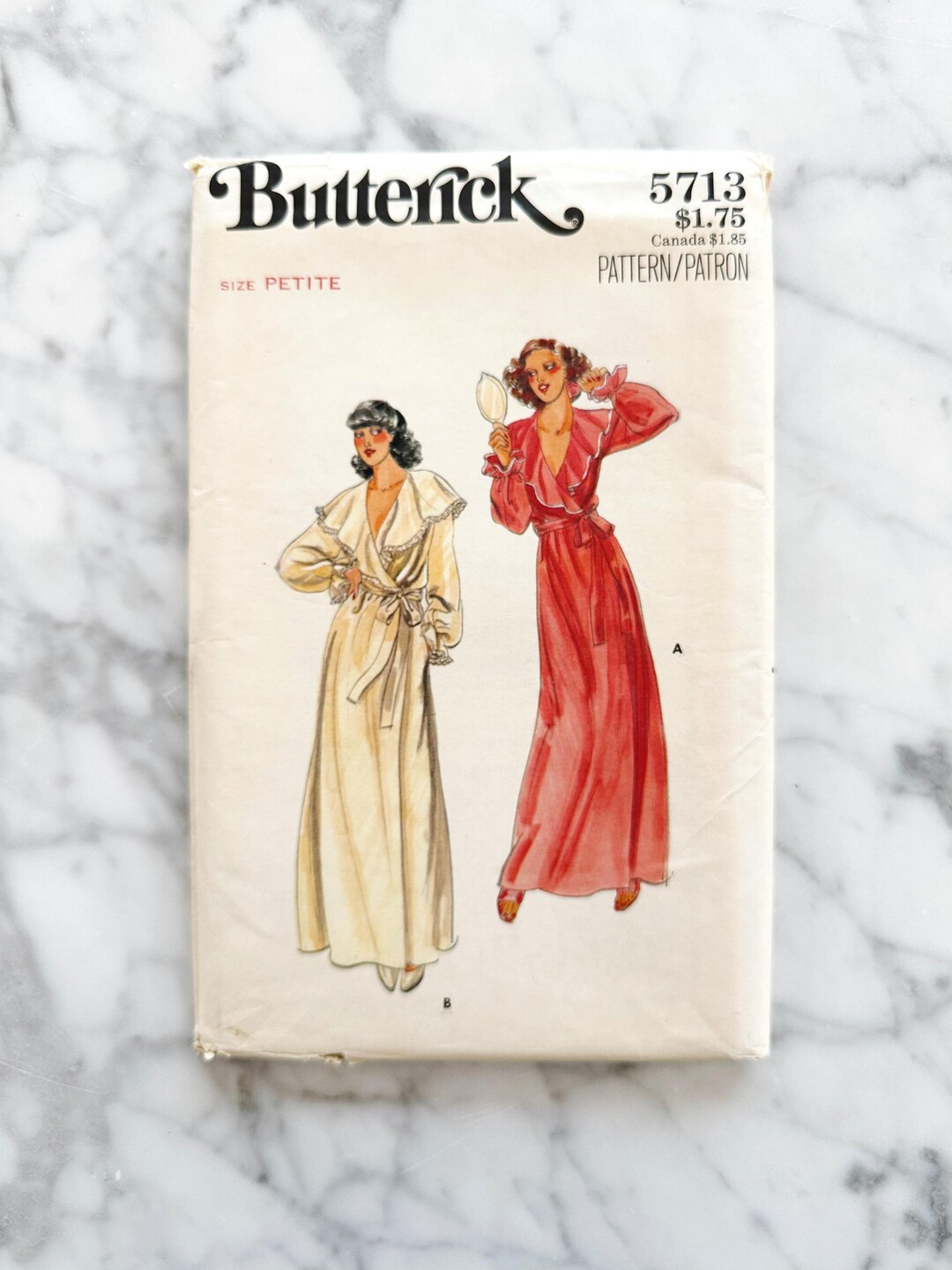 70s Butterick 5173. 30.5 Bust Ff. Ruffle Neckline Wrap Front Evening ...