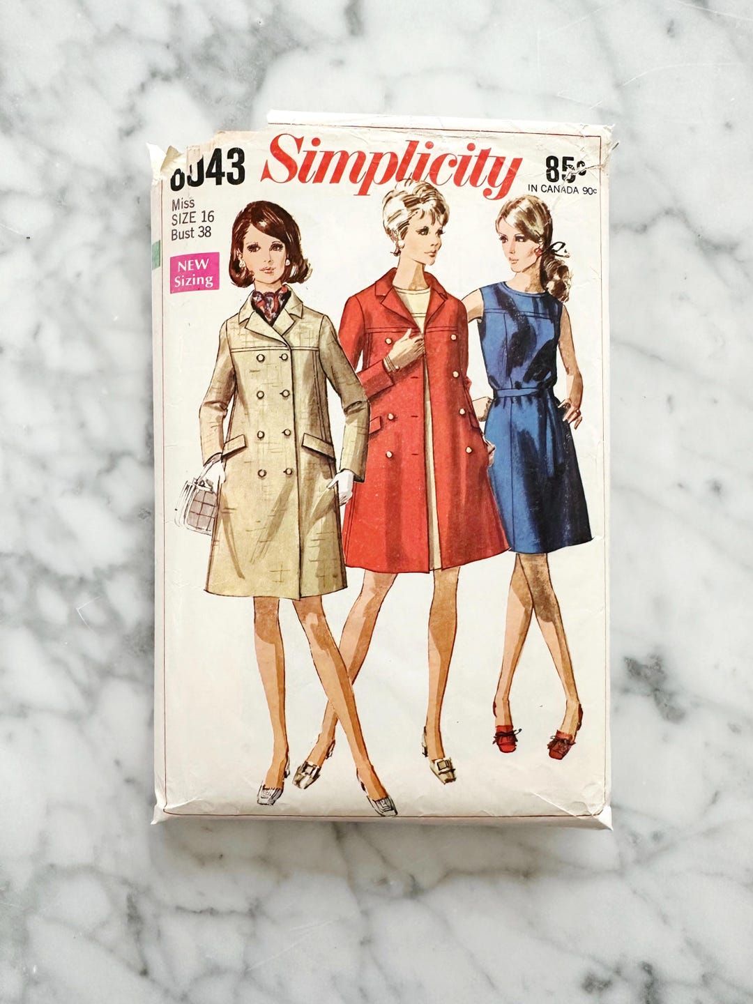 60s Simplicity 8043. 38 Bust. Retro Front Yoke Double Breasted Coat ...