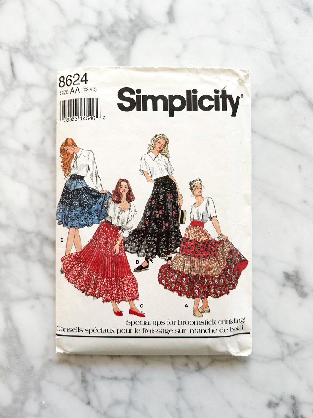 90s Simplicity 8624. XS S M. Ff. Peasant Gypsy Broomstick Skirt. Boho ...