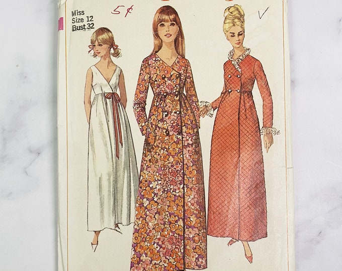 60s Butterick 9372. 32 Bust. Mod Retro Button Back Apron Dress Cottage ...