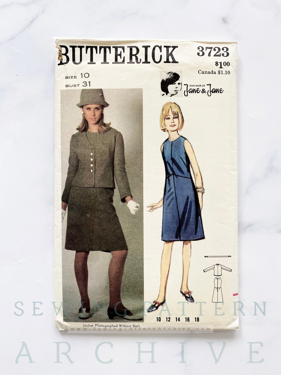 60s Butterick 3723. 31 Bust. Jean Muir of Jane & Jane Sleeveless A Line ...