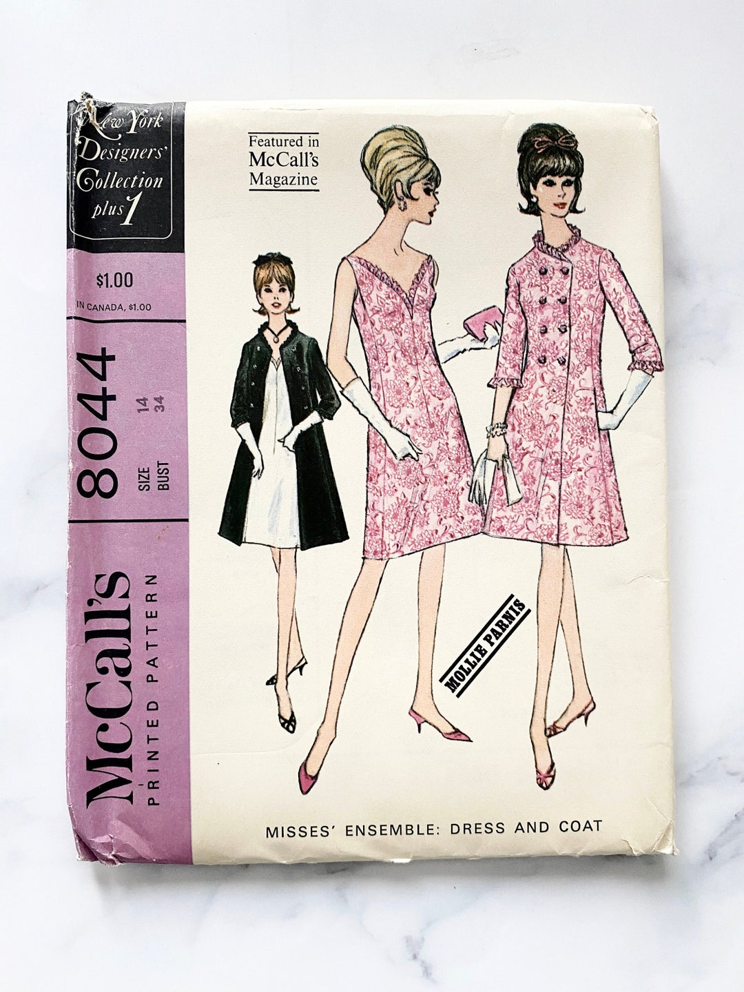 60s Mccalls 8044. 34 Bust Uncut Ff. Mod Retro Dress and Dress Coat ...
