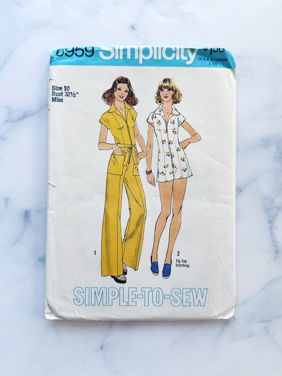 70s Simplicity 6959. 32.5 Bust . Boiler Suit Patch Pocket Wide - Etsy