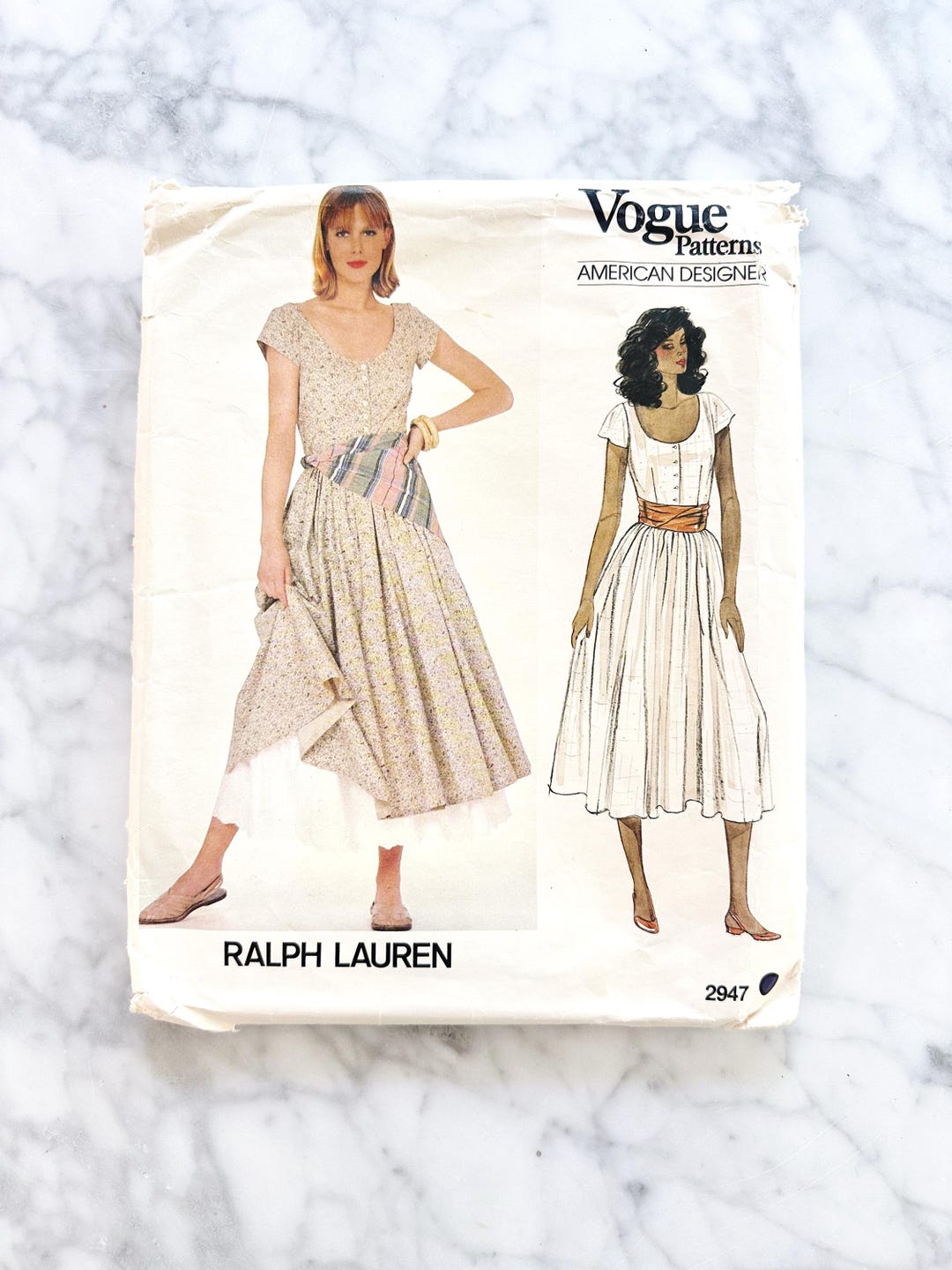 80s Vogue 2947. 31.5, 34 Bust . Ralph Lauren Cottage Core Fit + Flare ...