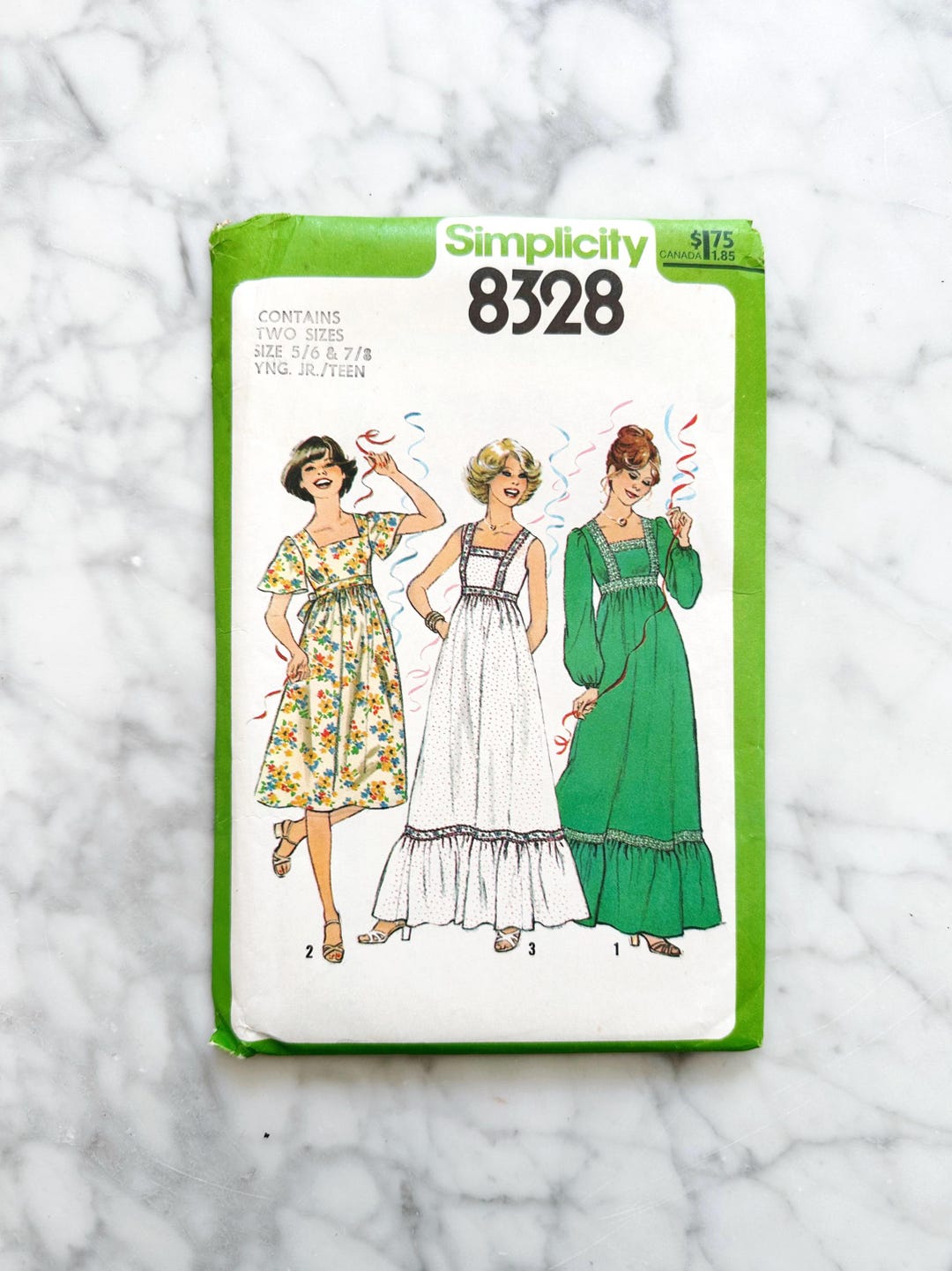 Simplicity 8328 – Bust 28, 29. 70s Cottage Core Babydoll Maxi Dress Pattern. Empire Waist ...