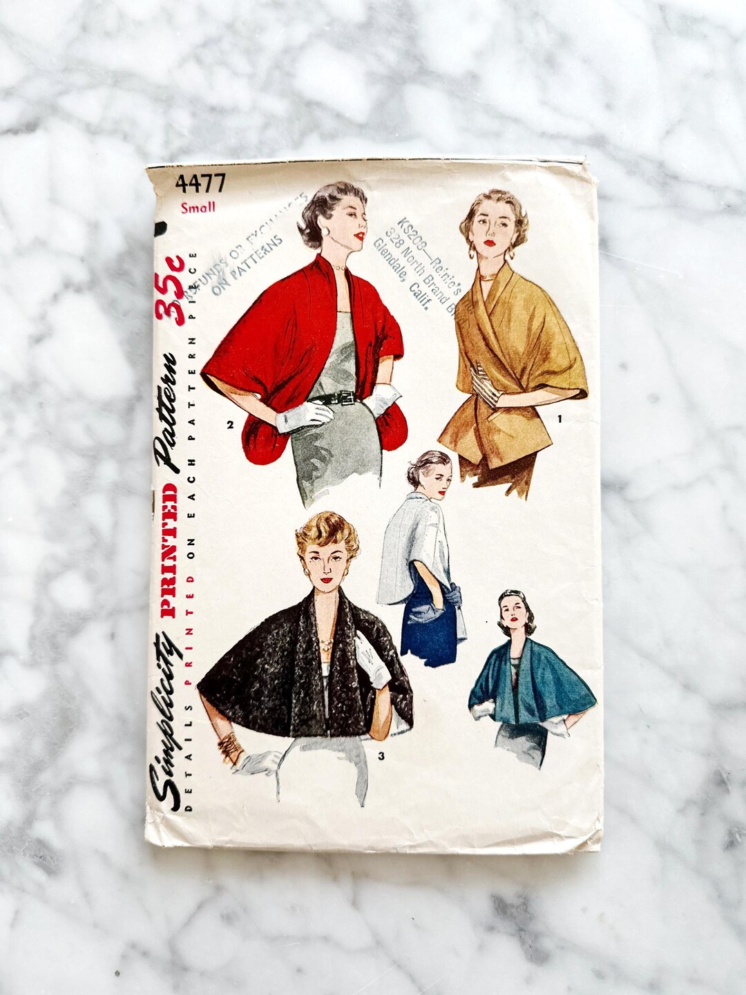 50s Simplicity 4477. Small. Crop Shawl Cape and Stole. Retro Evening ...