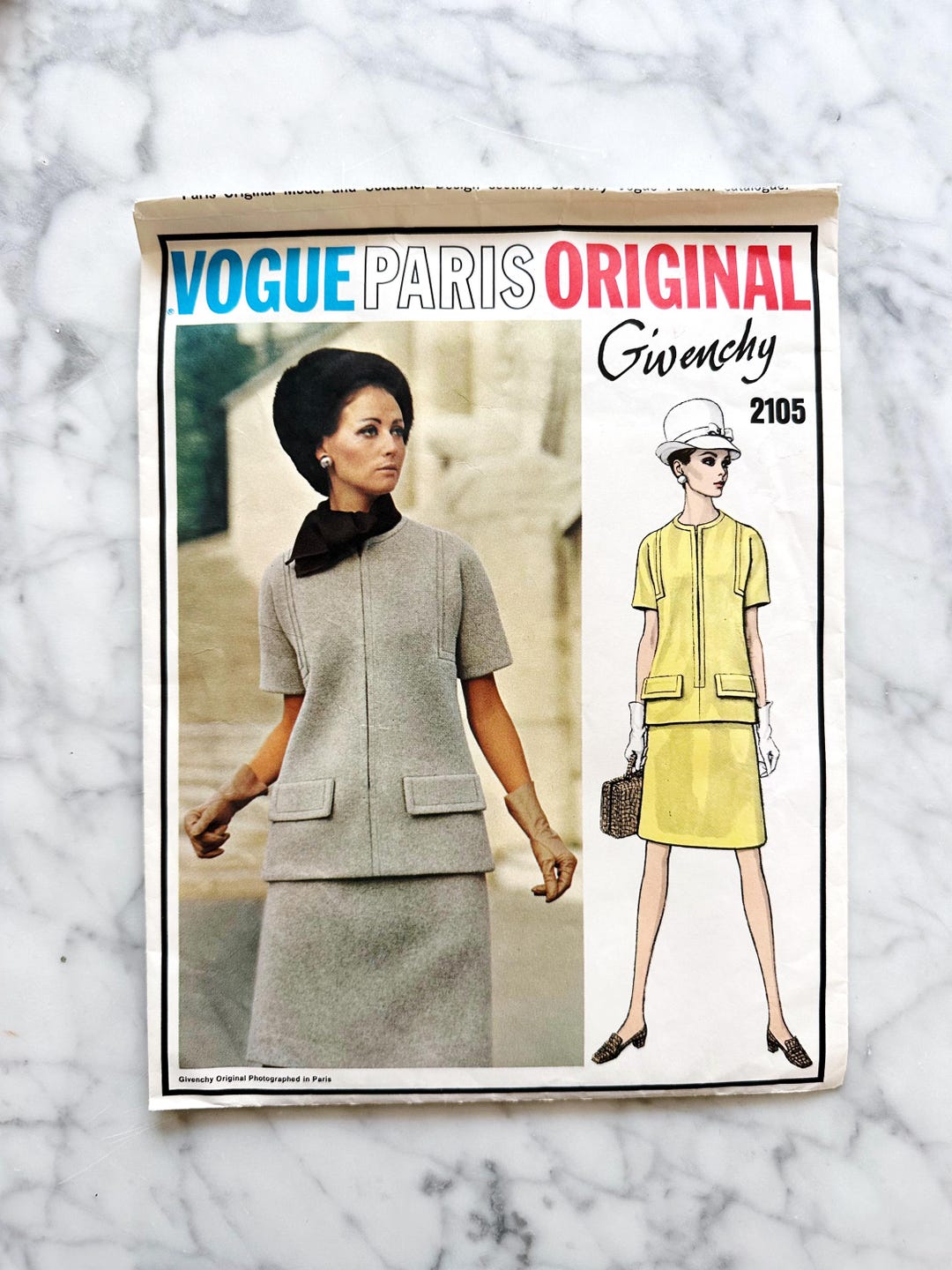 60s Vogue Paris Original 2105. 34 Bust. Givenchy Skirt Suit 2 Pc Wool ...