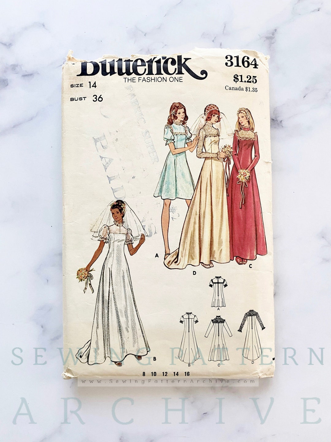 70s Butterick 3164. 36 Bust. Boho Prairie Cottage Core Wedding Dress ...