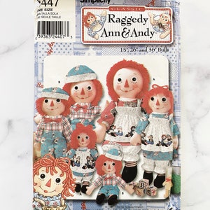 90s Simplicity 9447. Raggedy Ann and Andy Rag Doll Uncut Ff. Plush ...