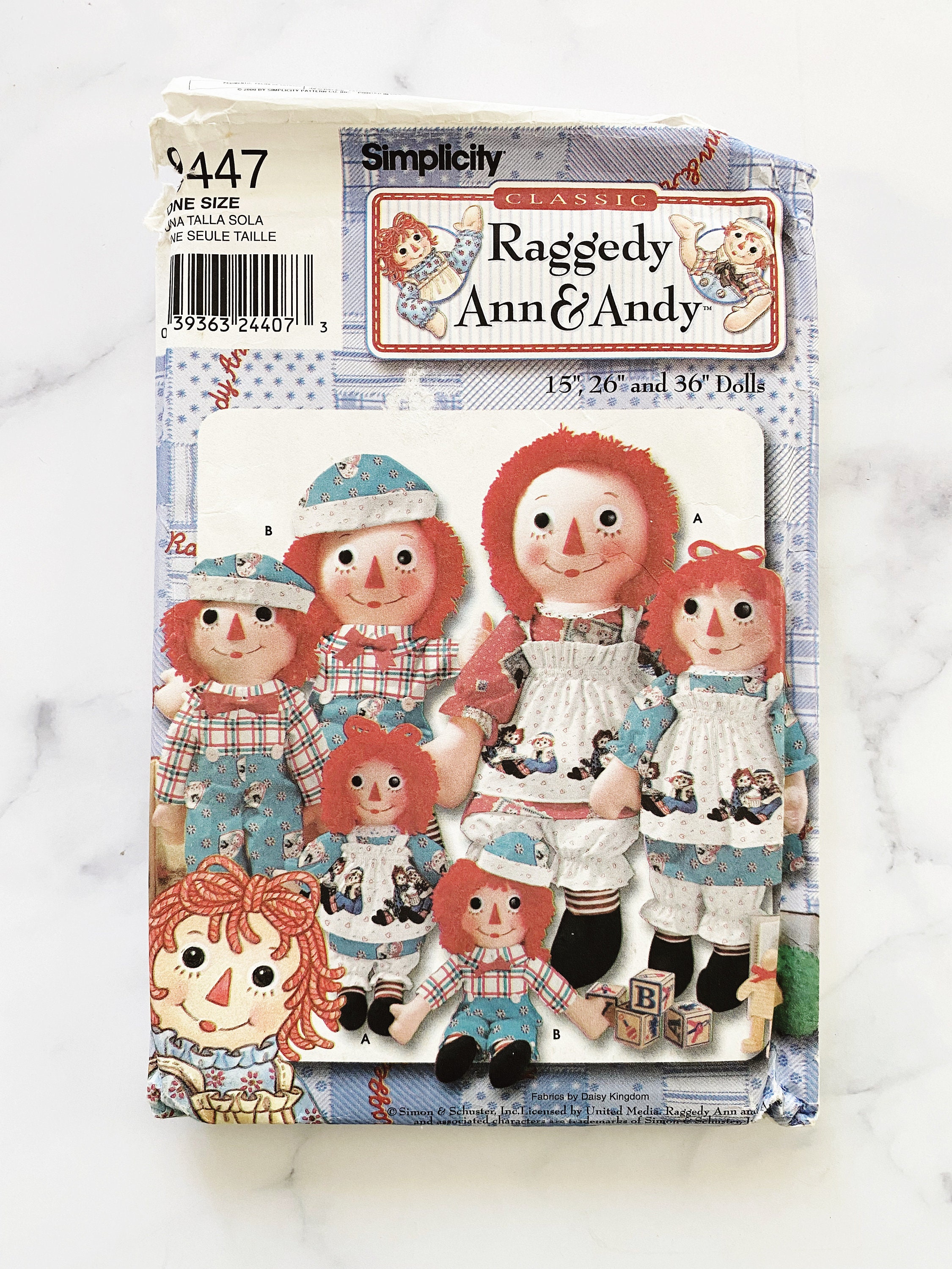 90s Simplicity 9447. Raggedy Ann and Andy Rag Doll Uncut Ff. Plush ...