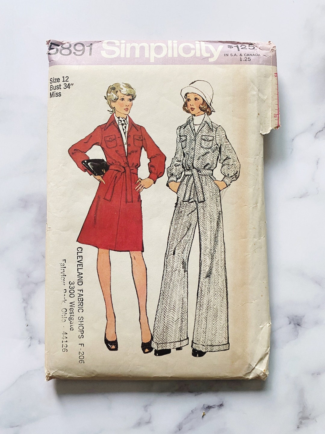 70er Jahre Simplicity 5891. 34 Büste. Abgeschnittene Bomberjacke, weite ...
