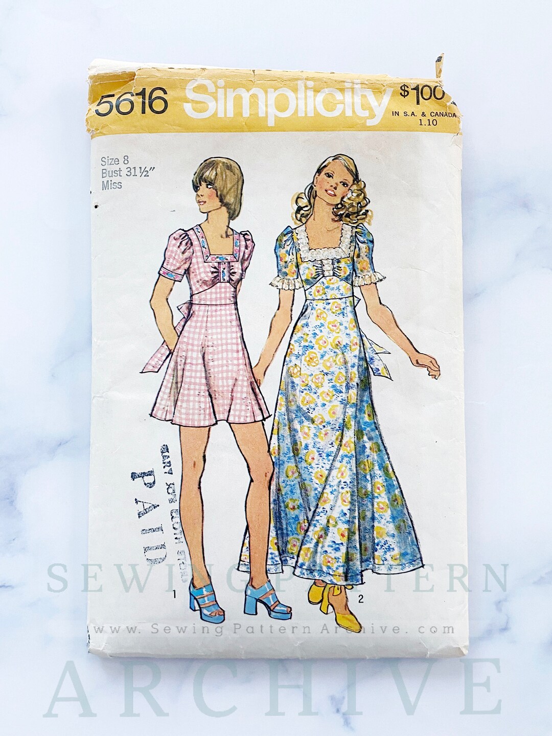 70s Simplicity 5616 31.5 Bust. Cottage Core Prairie Dress With Ruffle ...
