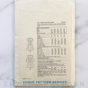70s Vogue 7721. 36 Bust. Drop Waist Long Short Sleeve Fit Flare Dress ...