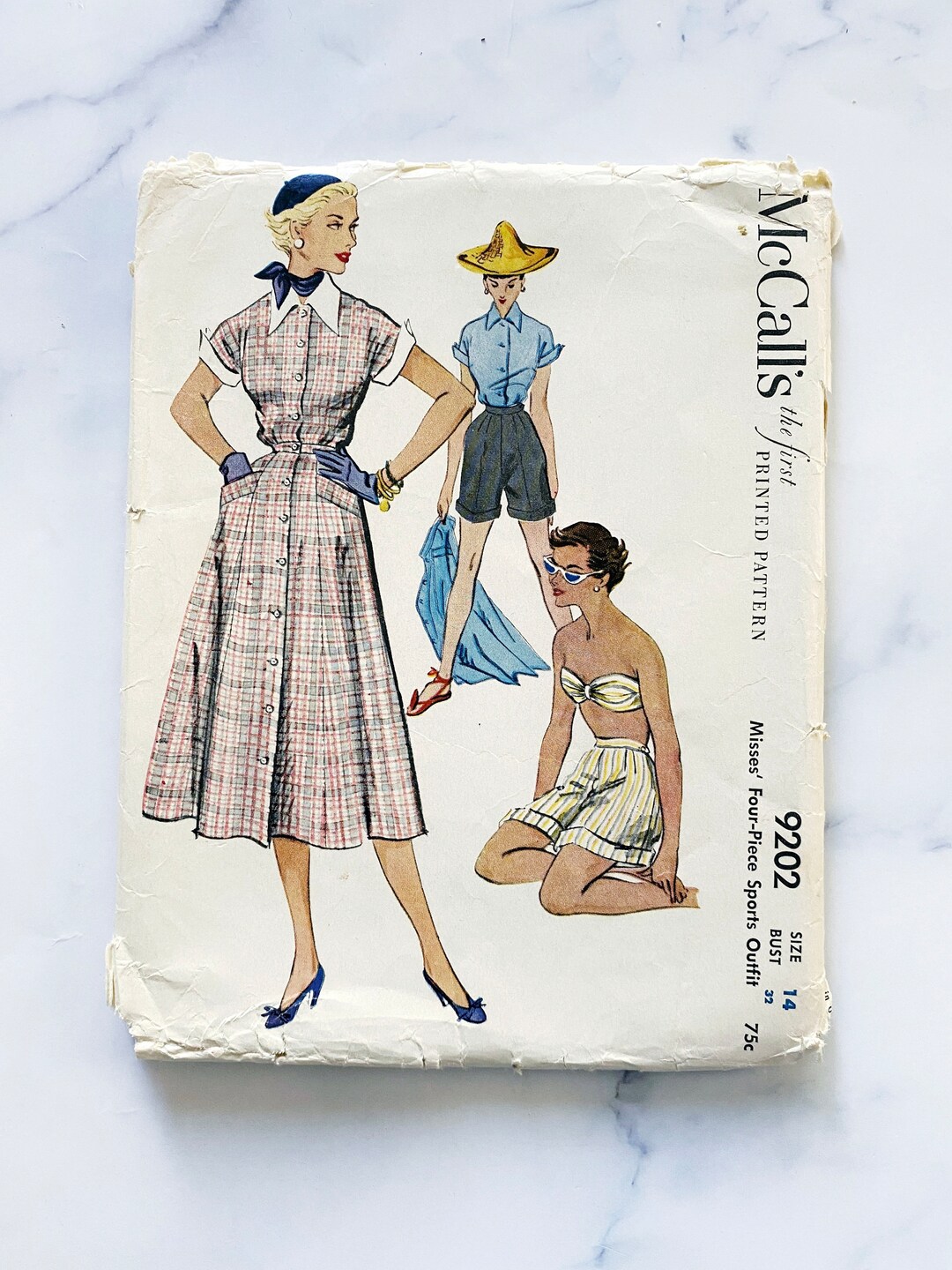 Mccall’s 9202 – Bust 32. 50s Resort Beachwear Outfit Pattern. Midi ...