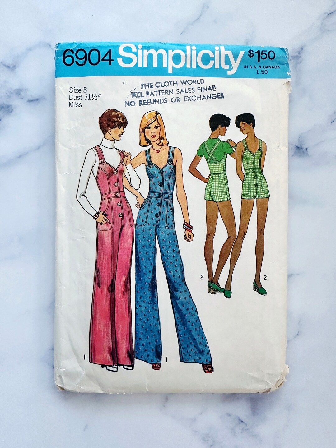 70s Simplicity 6904. 31 Bust. Retro Sweetheart Overalls - Etsy