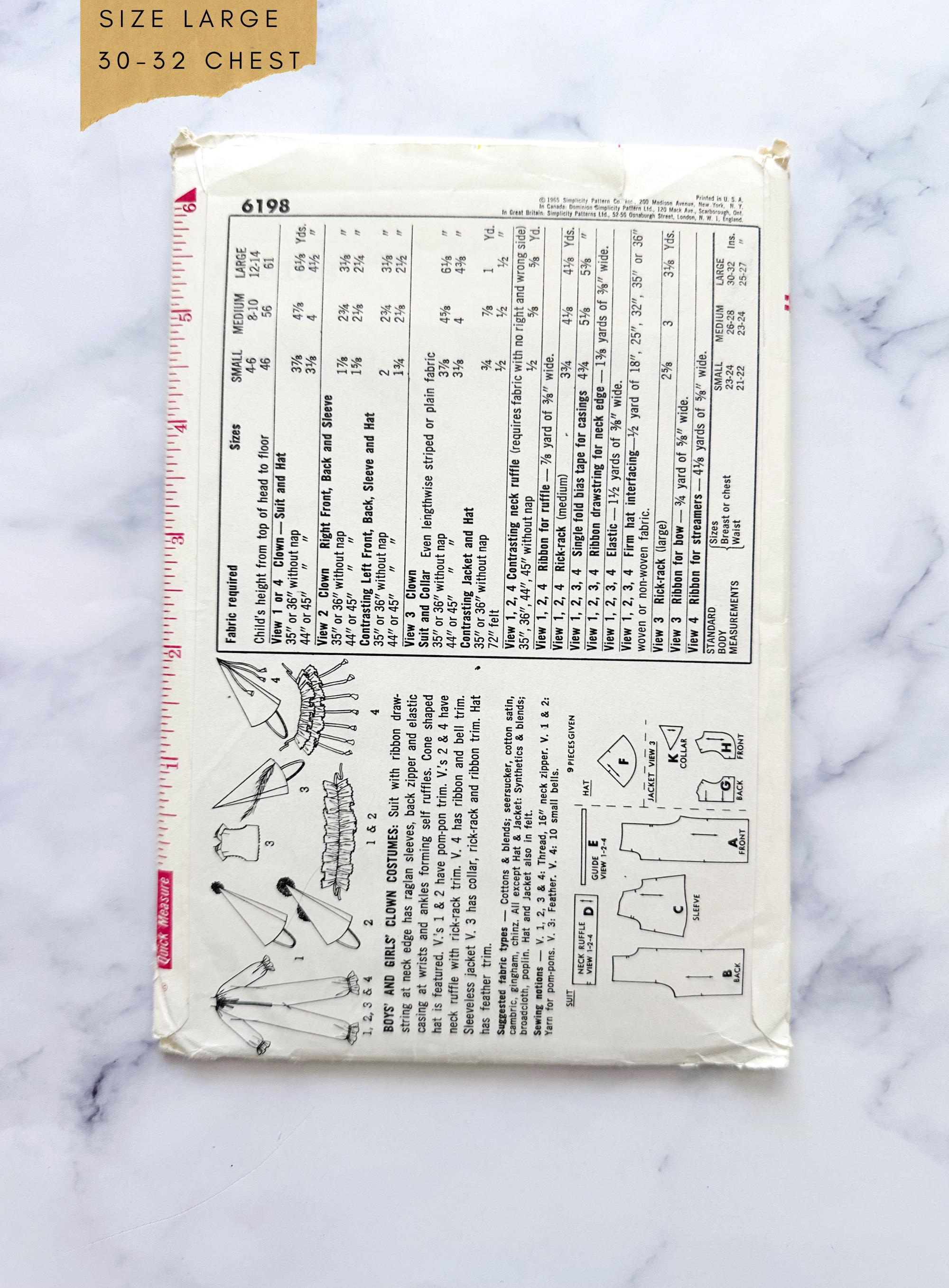 60s Simplicity 6198. Medium, Large. Clown Ruffle Collar Jumpsuit Dunce ...