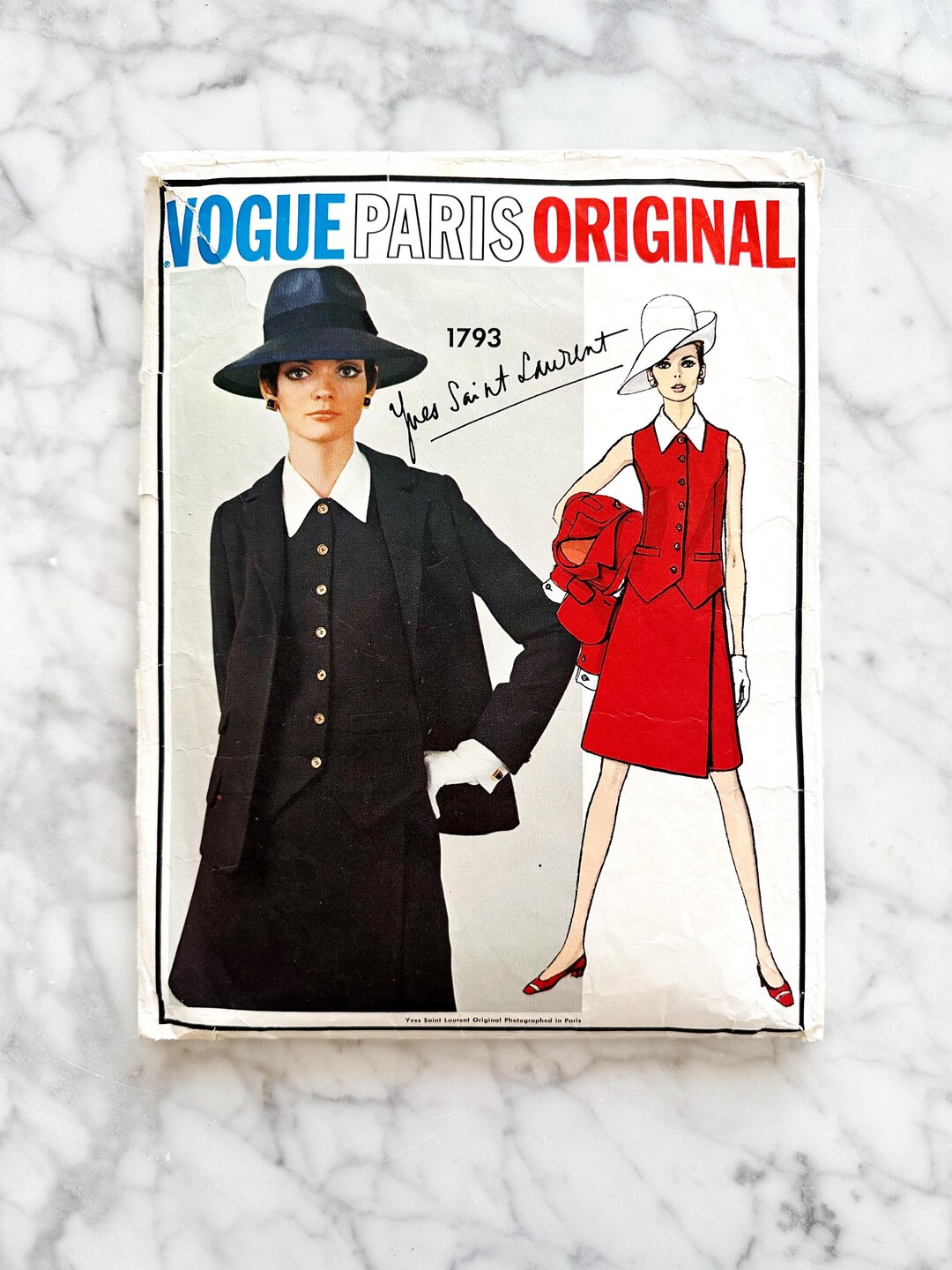 60s Vogue Paris Original 1793. 32 Bust. 3 Pc Skirt Suit Jacket, Weskit ...