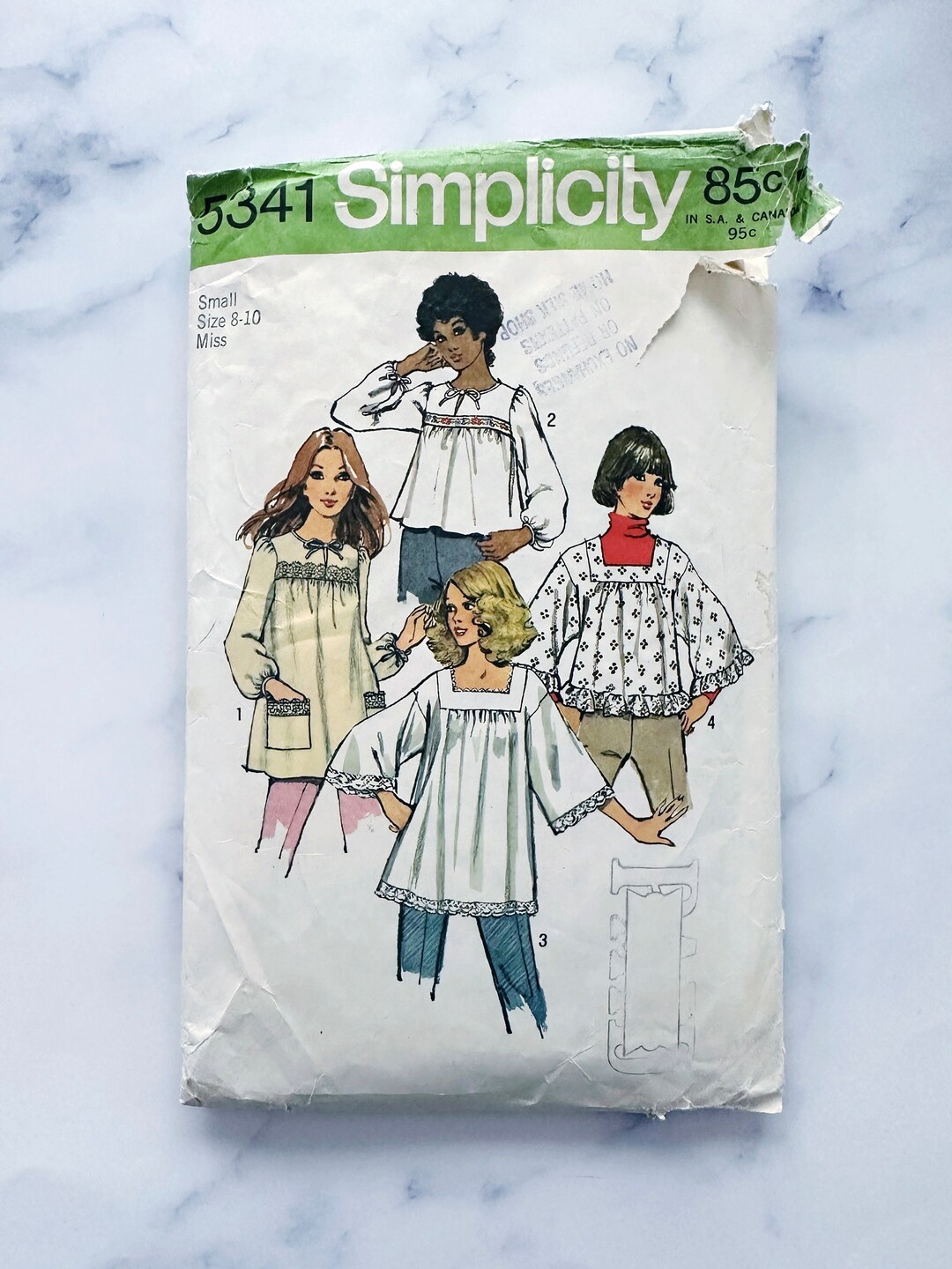 70s Simplicity 5341. Small 31-32 Bust. Retro Boho Smock Tunic Blouses ...